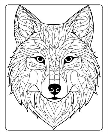 Wolf Head Coloring Page for Kids Stock Vector - Illustration of icon ...