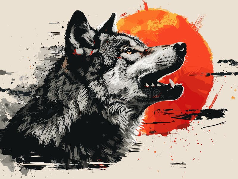 Wolf Head on Grunge Background. Vector Illustration for Your Design ...