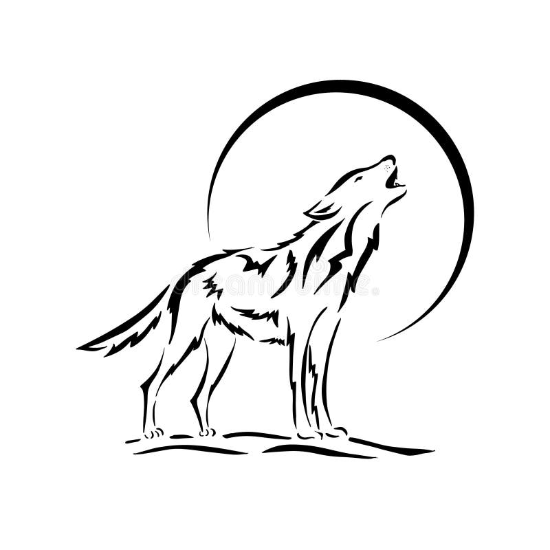 Wolf Howling at the Moon Logo. Vector Illustration Stock Vector ...