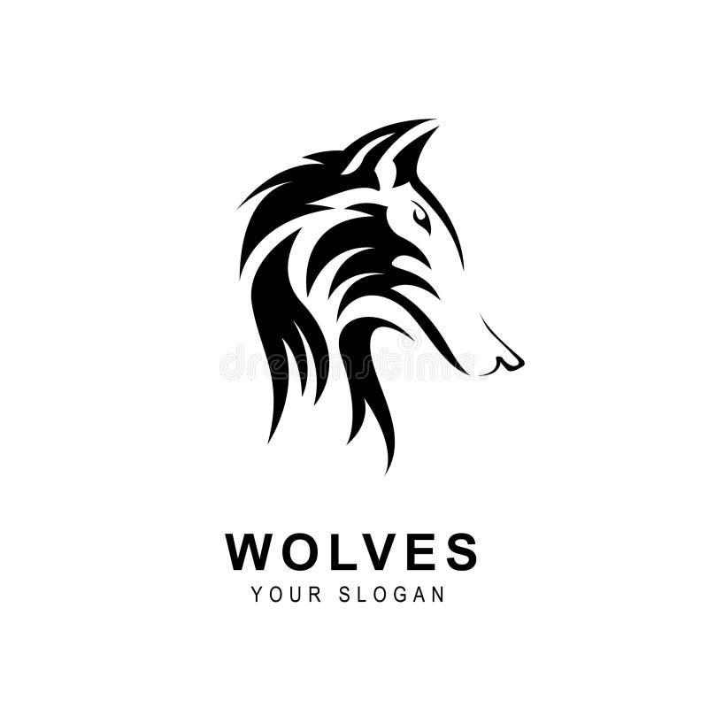 Wolf Head Logo. Black and White Emblem Stock Vector - Illustration of ...
