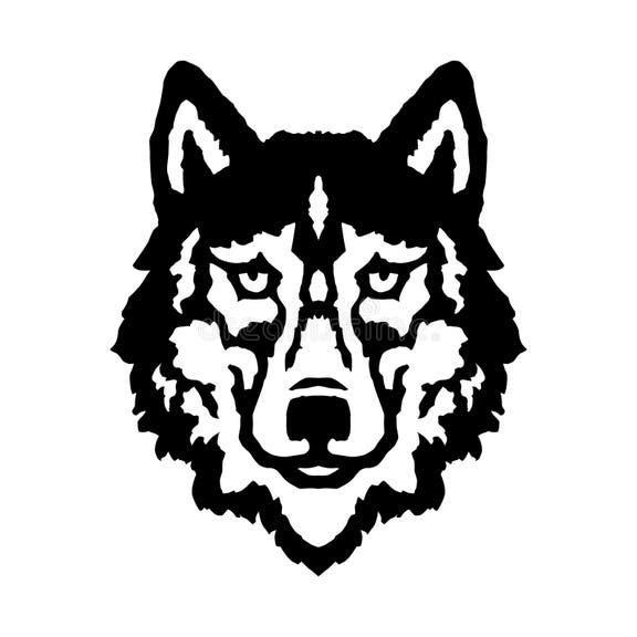 Wolf Head Logo 30. Black and White Stylized Drawing Stock Vector ...