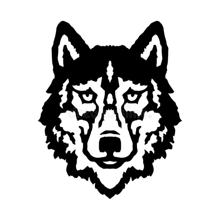 Wolf Head Logo 30. Black and White Stylized Drawing Stock Vector ...