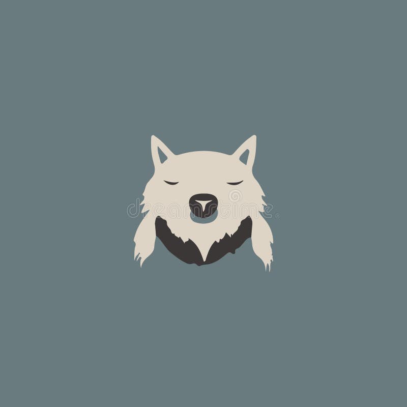 Wolf Head Logo is Closing Its Eyes Facing Forward Stock Illustration ...