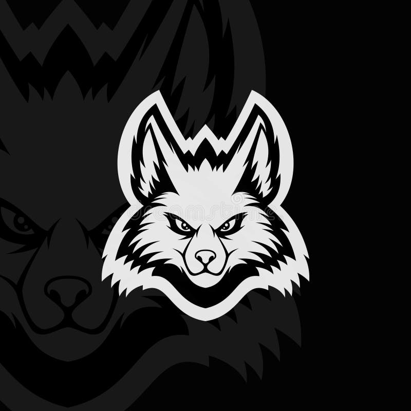 Wolf Head, Mascot Esport Logo Design, Black White Stock Vector ...