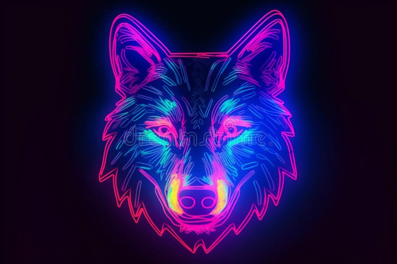 Wolf, Neon Sign on a Brick Wall Stock Vector - Illustration of puppy ...