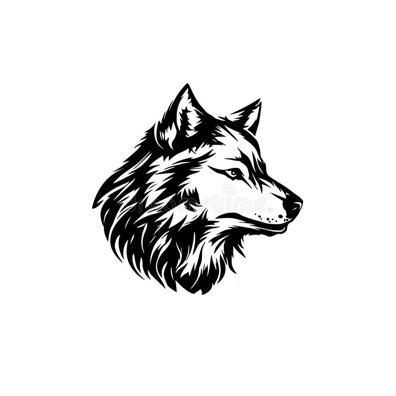 Wolf Head Silhouette Vector on a White Background. Stock Vector ...