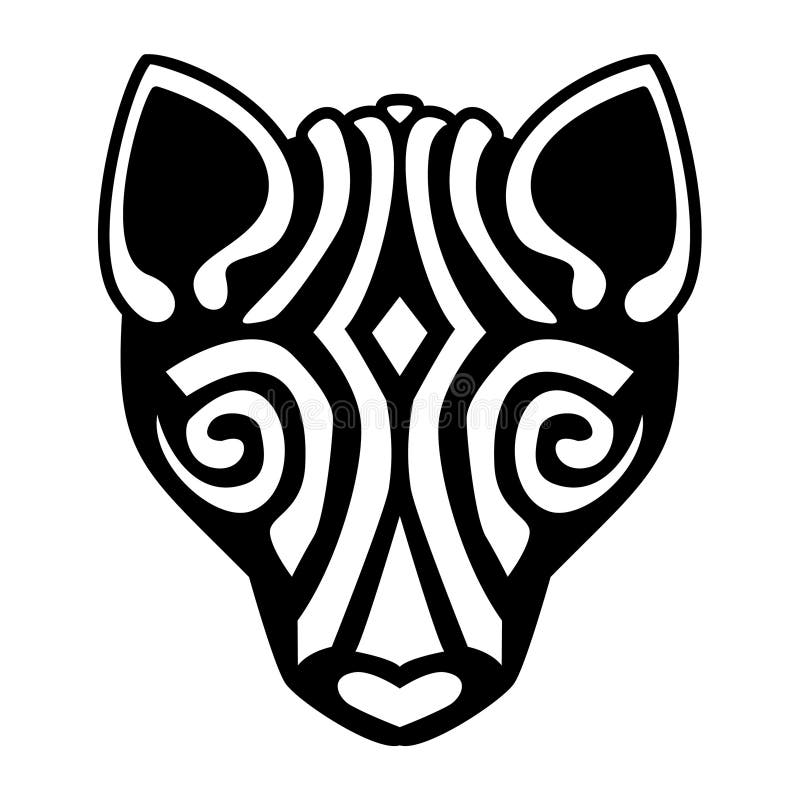 Wolf Head Symbol in Tribal Style Stock Vector - Illustration of culture ...