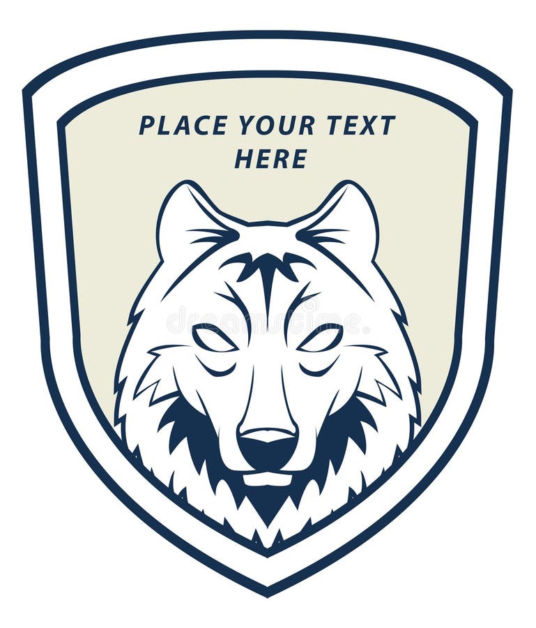 Wolf Head with Text in Shield Illustration Design Stock Illustration ...