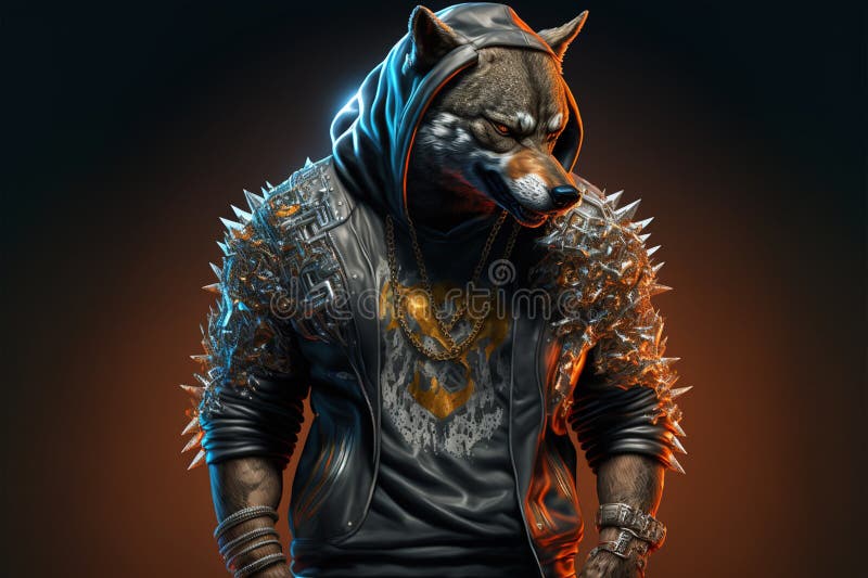 Wolf in Hip-hop Dress , AI Generated Stock Illustration - Illustration ...