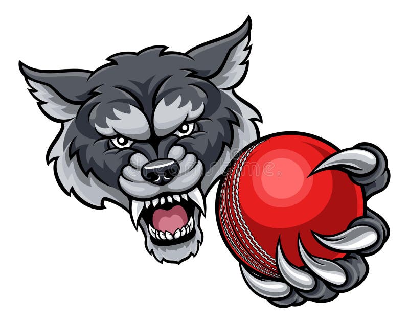 Wolf Holding Cricket Ball Mascot Ilustração do Vetor - Ilustração de ...