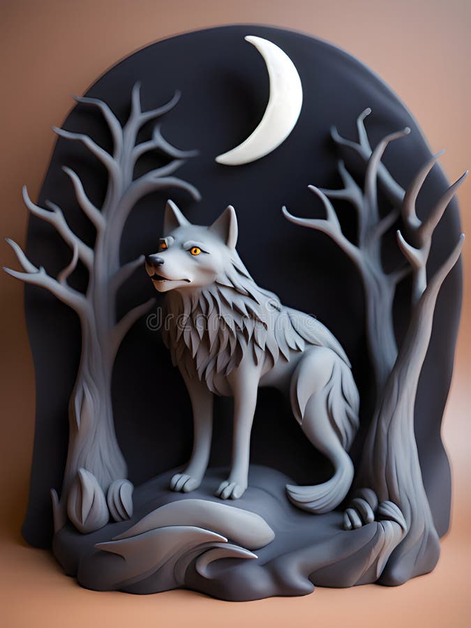 Wolf in the Horror Forest, Ai Generated Stock Illustration ...