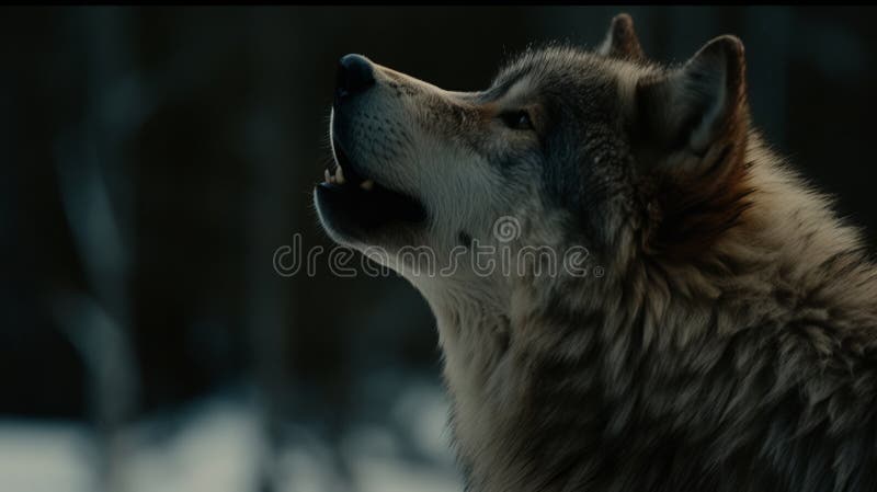 Wolf Howling Close-up. Generative AI Stock Illustration - Illustration ...