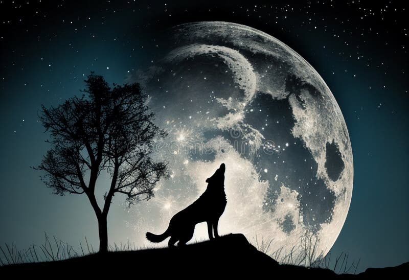 Wolf Howling at the Moon. AI Generated Stock Illustration ...