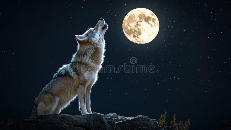 Wolf Howling at the Moon: a Dramatic Image of a Lone Wolf Howling at ...