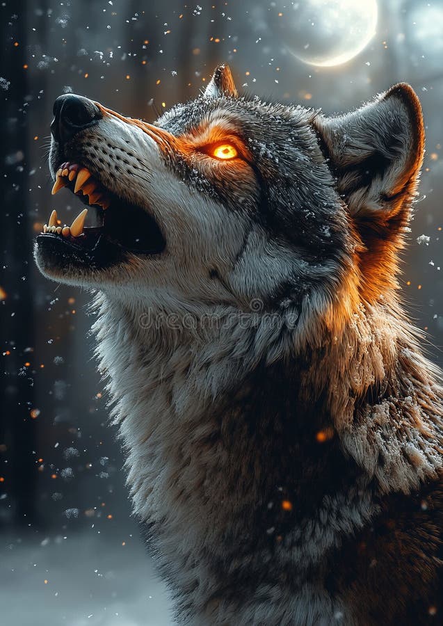 A wolf howling at the moon stock illustration. Illustration of dark ...