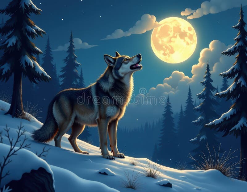 Wolf Howling Moon Clip Art Stock Illustrations – 147 Wolf Howling Moon ...