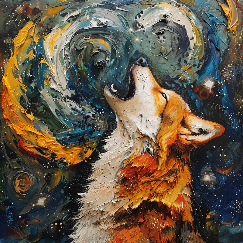 Wolf Howling at the Starry Night Stock Illustration - Illustration of ...