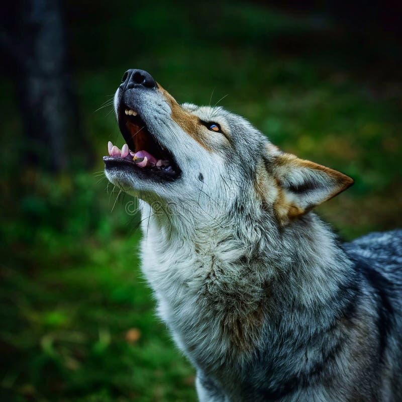 The wolf is howling. stock image. Image of predator - 317846477