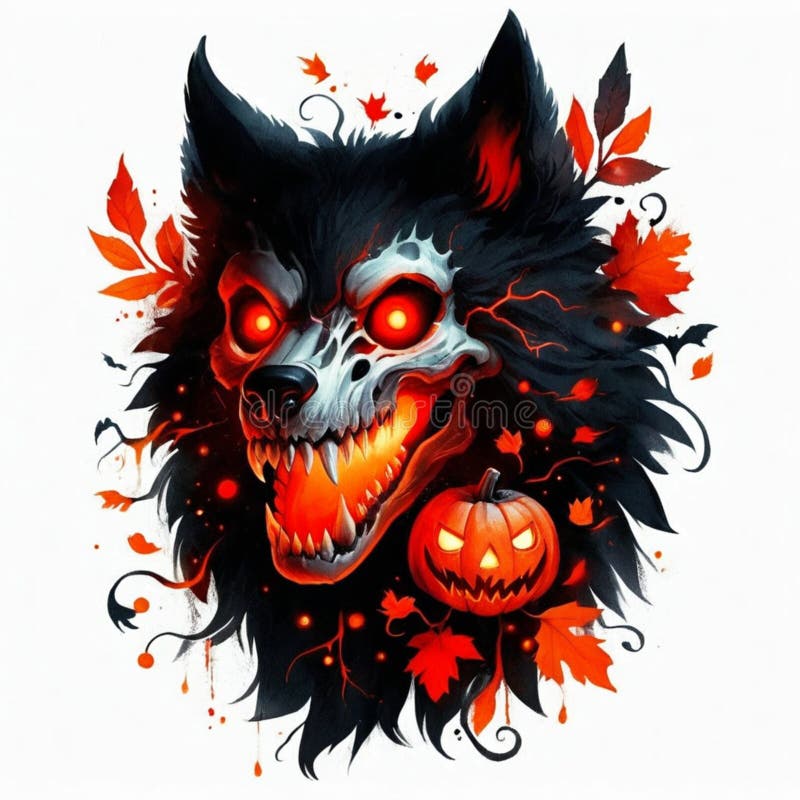 Halloween Wolf Illustration. Haunting, Eerie. AI Generated. Stock ...
