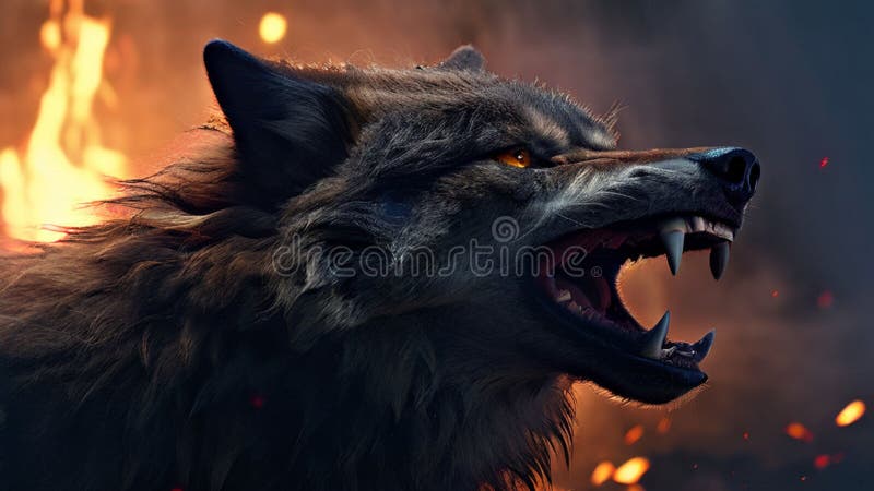 A Wolf with Its Fur Bristling Growling Stock Illustration ...