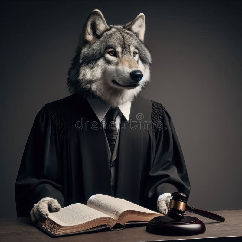 A Wolf in a Judge S Robe with a Book and a Gavel, the Concept of ...