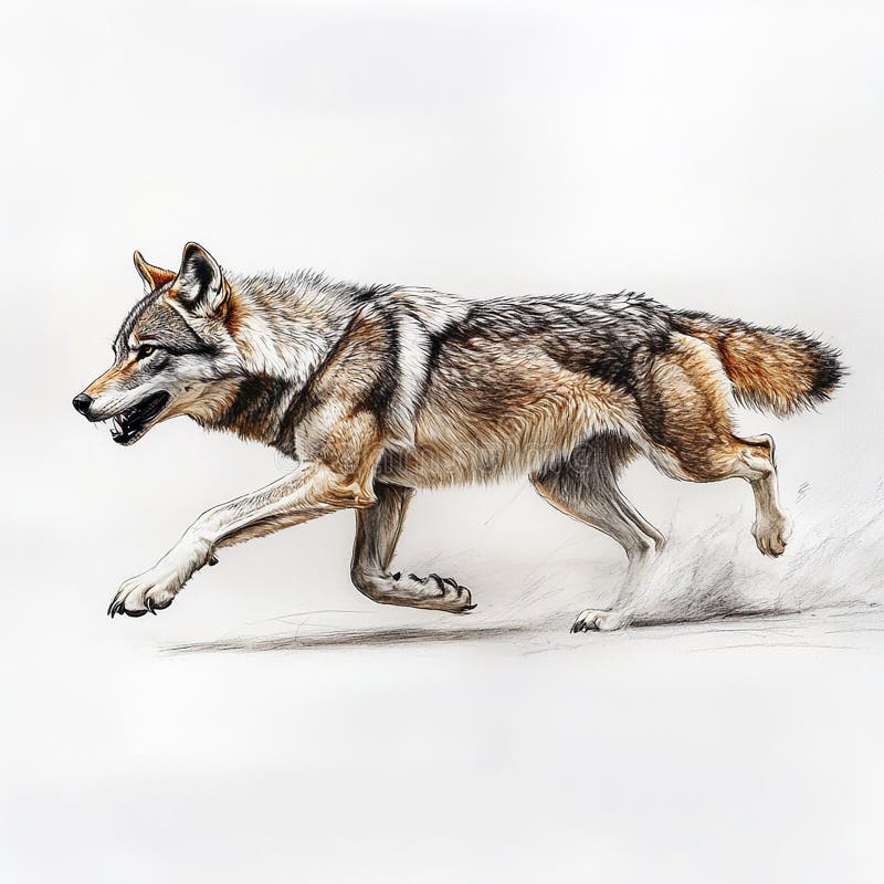 Wolf Animal in the Forest, Sketch, Drawing, Photo Stock Illustration ...
