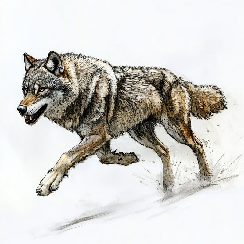 Wolf Animal in the Forest, Sketch, Drawing, Photo Stock Illustration ...