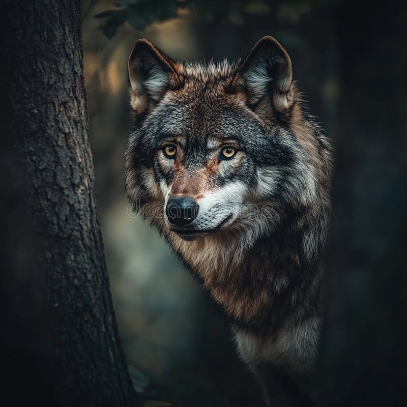 Wolf Animal in the Forest, Sketch, Drawing, Photo Stock Illustration ...