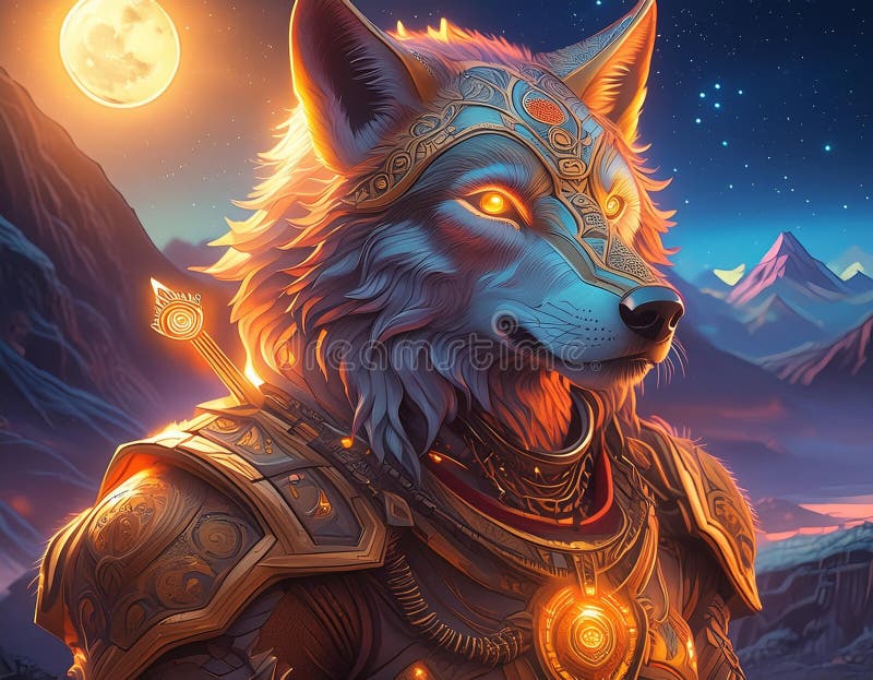 A Wolf-Like Human on Another Planet Stock Illustration - Illustration ...