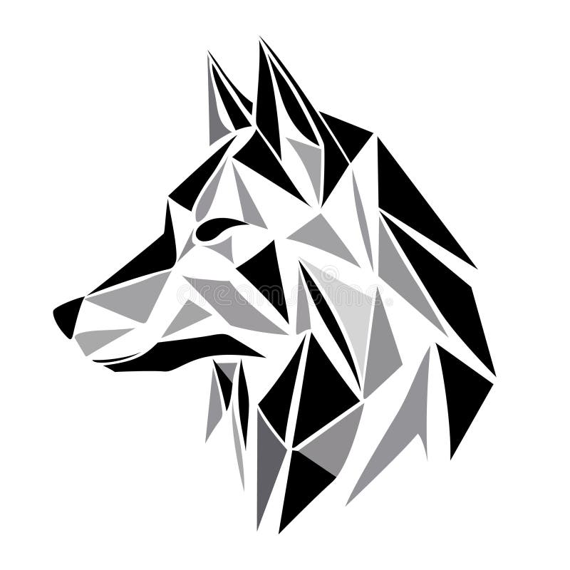 Wolf Logo Design. Abstract Black Polygon Wolf Head Stock Vector ...