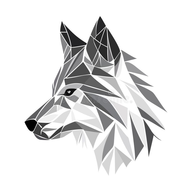 Wolf Logo Design. Abstract Black Polygon Wolf Head Stock Vector ...