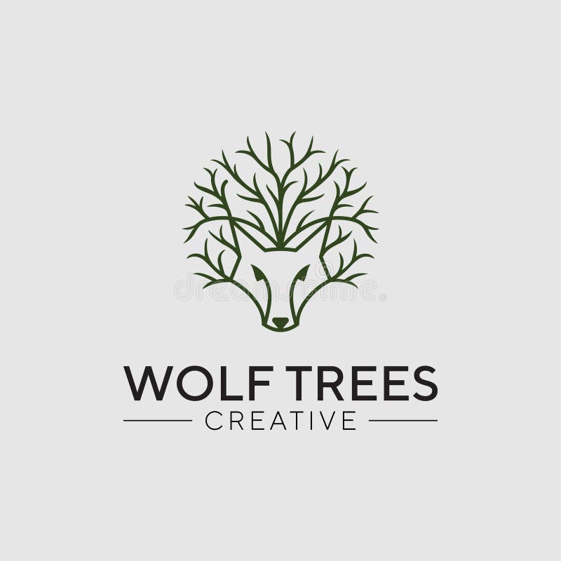 Wolf Logo Design Combination with Tree Minimalist Template Inspiration ...