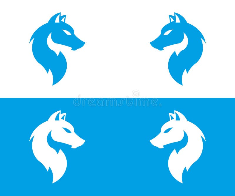 Wolf Logo Designs in Blue and White Stock Vector - Illustration of head ...
