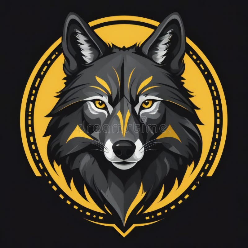 Wolf Logo, Wolf Mascot, Wolf Illustration Yellow and Black Stock ...
