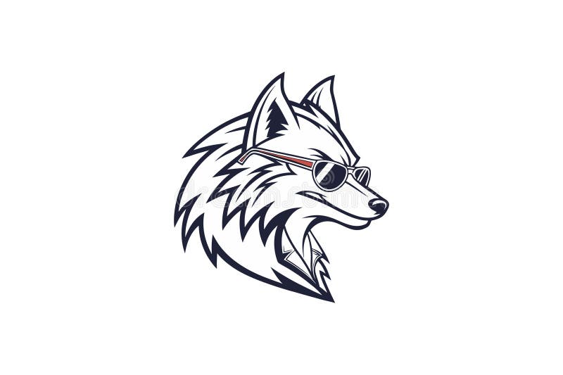 Wolf Logo, Stylized Wolf with Sunglasses, Vector Art Illustration Eps ...