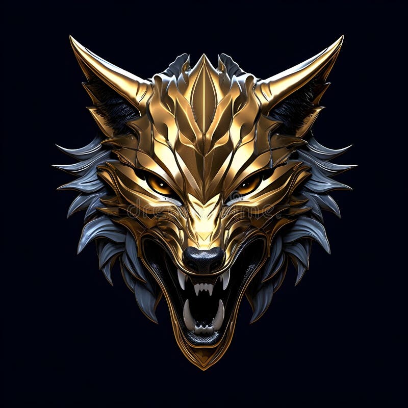 A Wolf Logo with Ultra Detailed Stock Illustration - Illustration of ...