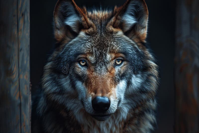 The Wolf is really Looking Forward As it Stares at the Camera Stock ...