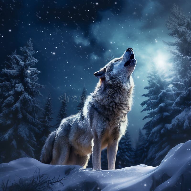Wolf Looking Sky Generated by AI Tool Stock Illustration - Illustration ...