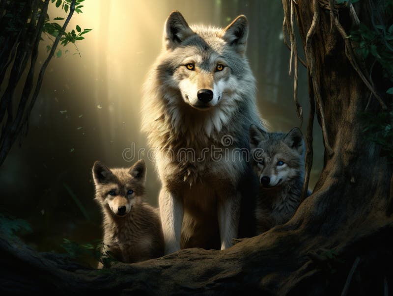 Wolf with Made with Generative AI Illustration Stock Illustration ...