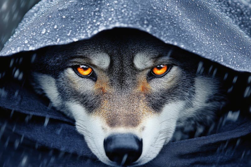 A Wolf of Majesty is Seen Wearing a Hooded Jacket with an Intense Stare ...