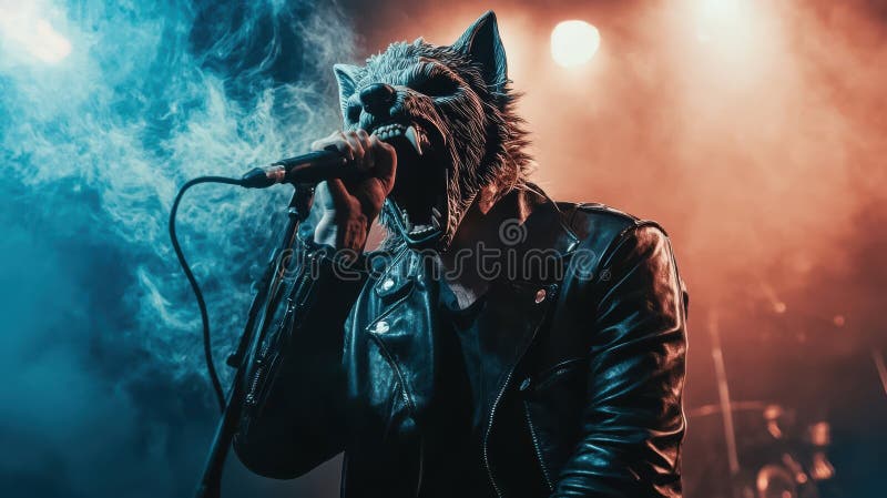 Wolf Mask Singer Live Performance Stock Illustration - Illustration of ...