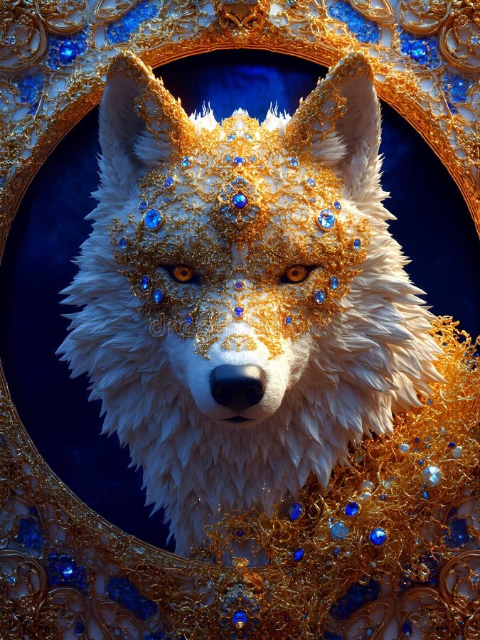 Wolf Moon Howl Generative AI Stock Illustration - Illustration of ...