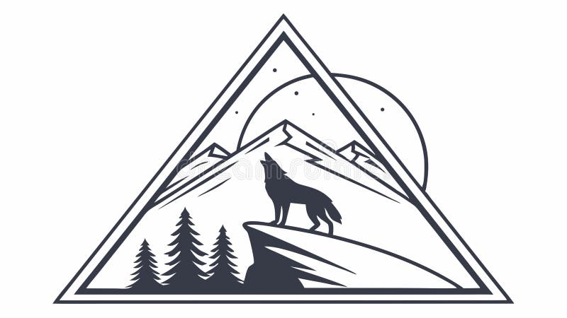 Wolf Mountain Moon Silhouette Triangle Logo Nature Vector Design ...