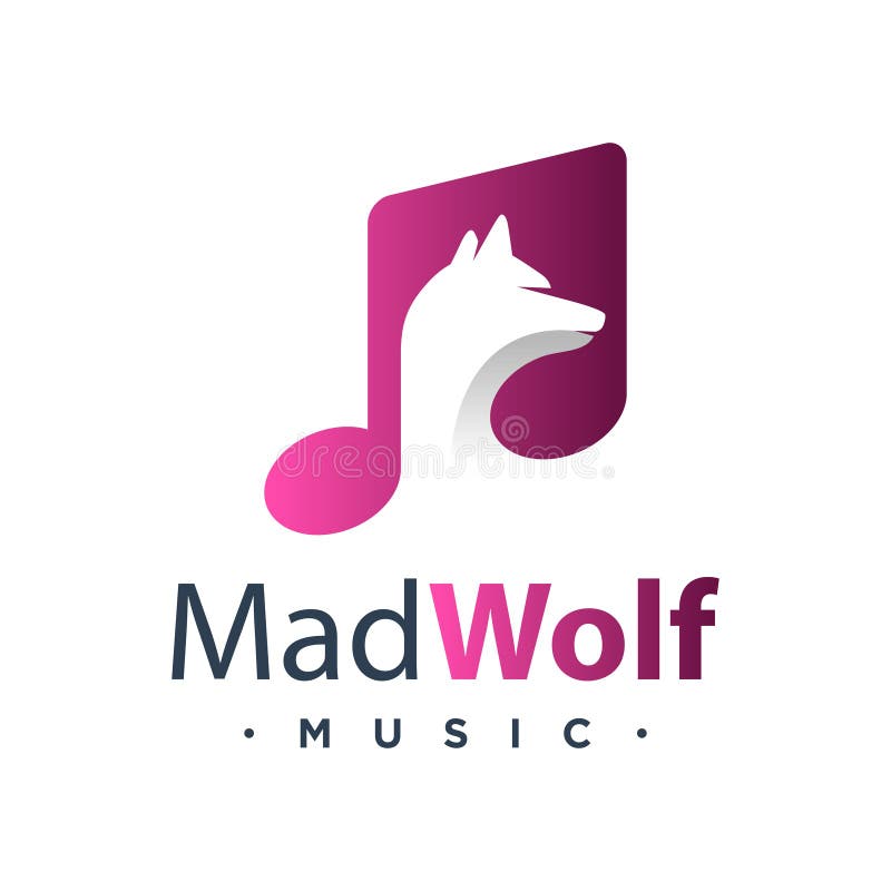 Wolf music vector logo stock vector. Illustration of black - 182312541