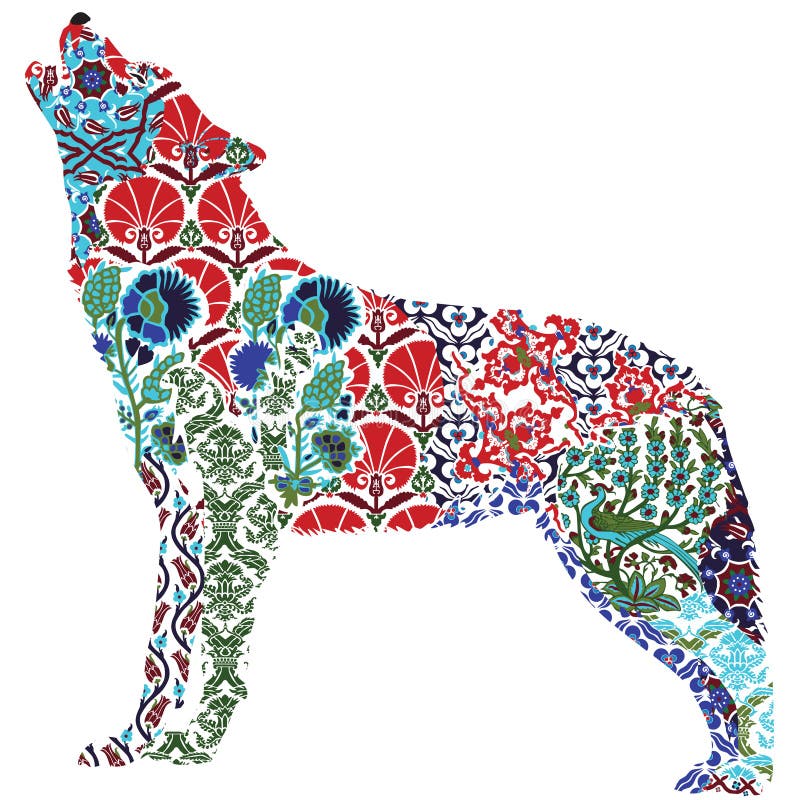 Wolf ornate pattern stock vector. Illustration of curves - 96531455