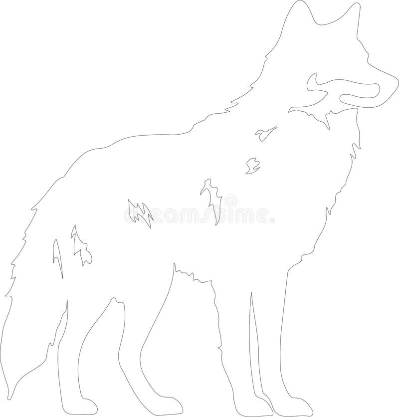 Red Wolf Outline Silhouette Generative Ai Stock Vector - Illustration ...