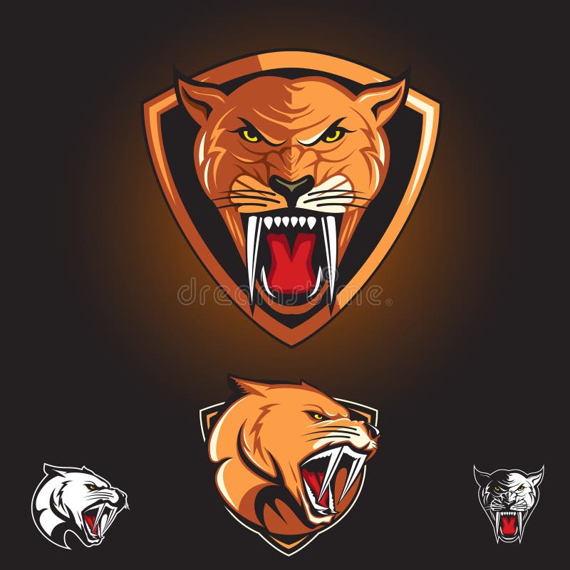 Sabertooth Mascot Logo Icon Illustration , Black Background , Animal ...