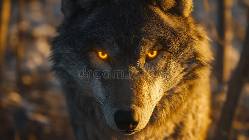 Wolf with Piercing Eyes in Natural Forest Environment Stock ...