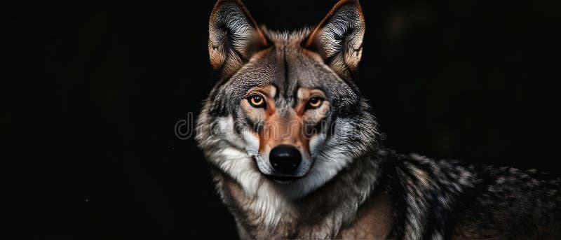 Wolf Portrait on Black stock illustration. Illustration of nature ...