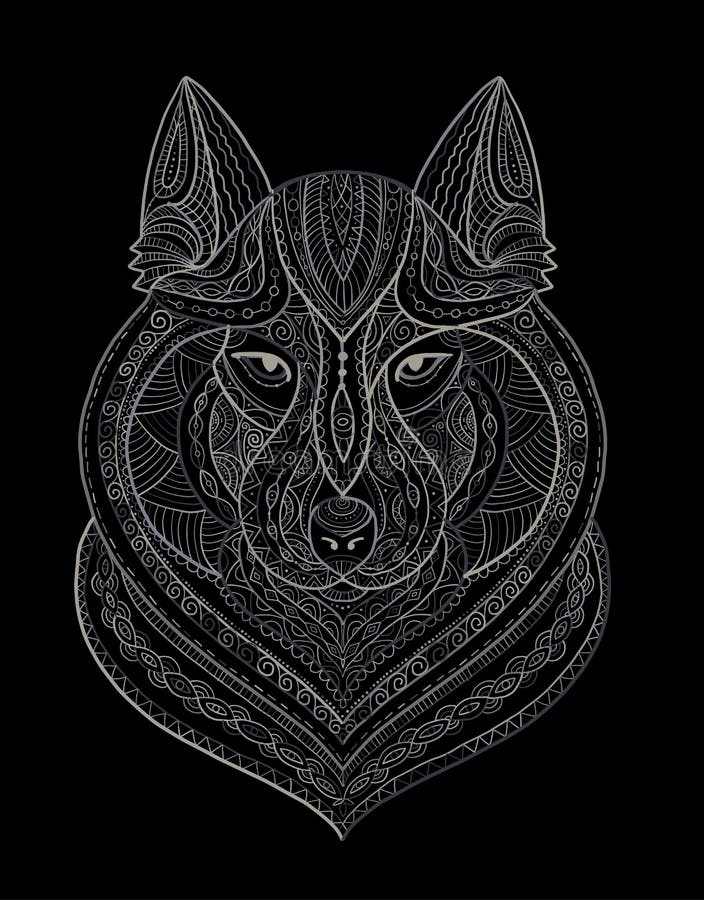 Wolf Portrait, Ethnic Ornament Style for Your Design. Vector ...